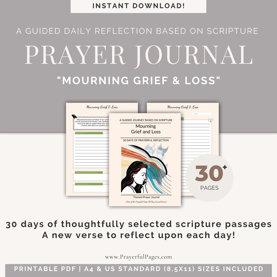 Mourning Grief and Loss Prayer Journal 30 Unique Daily Bible Verses ...