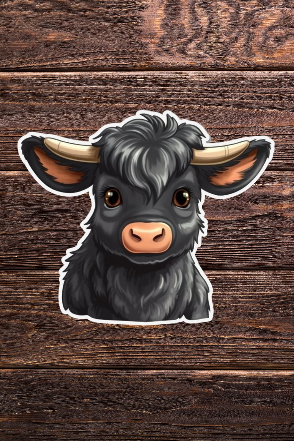 Cute Welsh Black Cow Sticker [print] | Highland Cow Sticker | Cute Cow ...