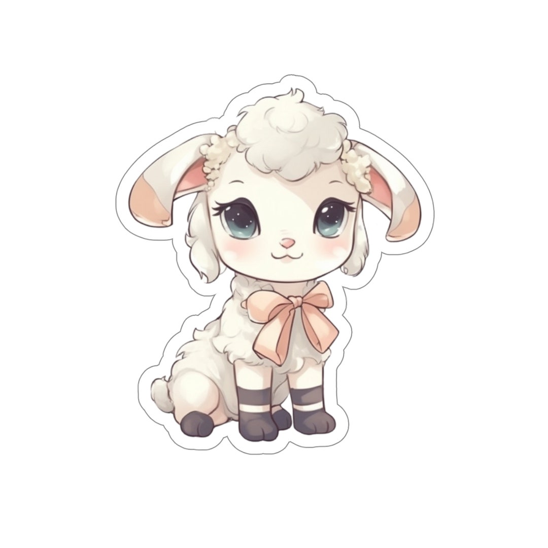 Cute Anime Style Lamb Sticker [print] | Sheep Sticker | Kawaii Animal ...