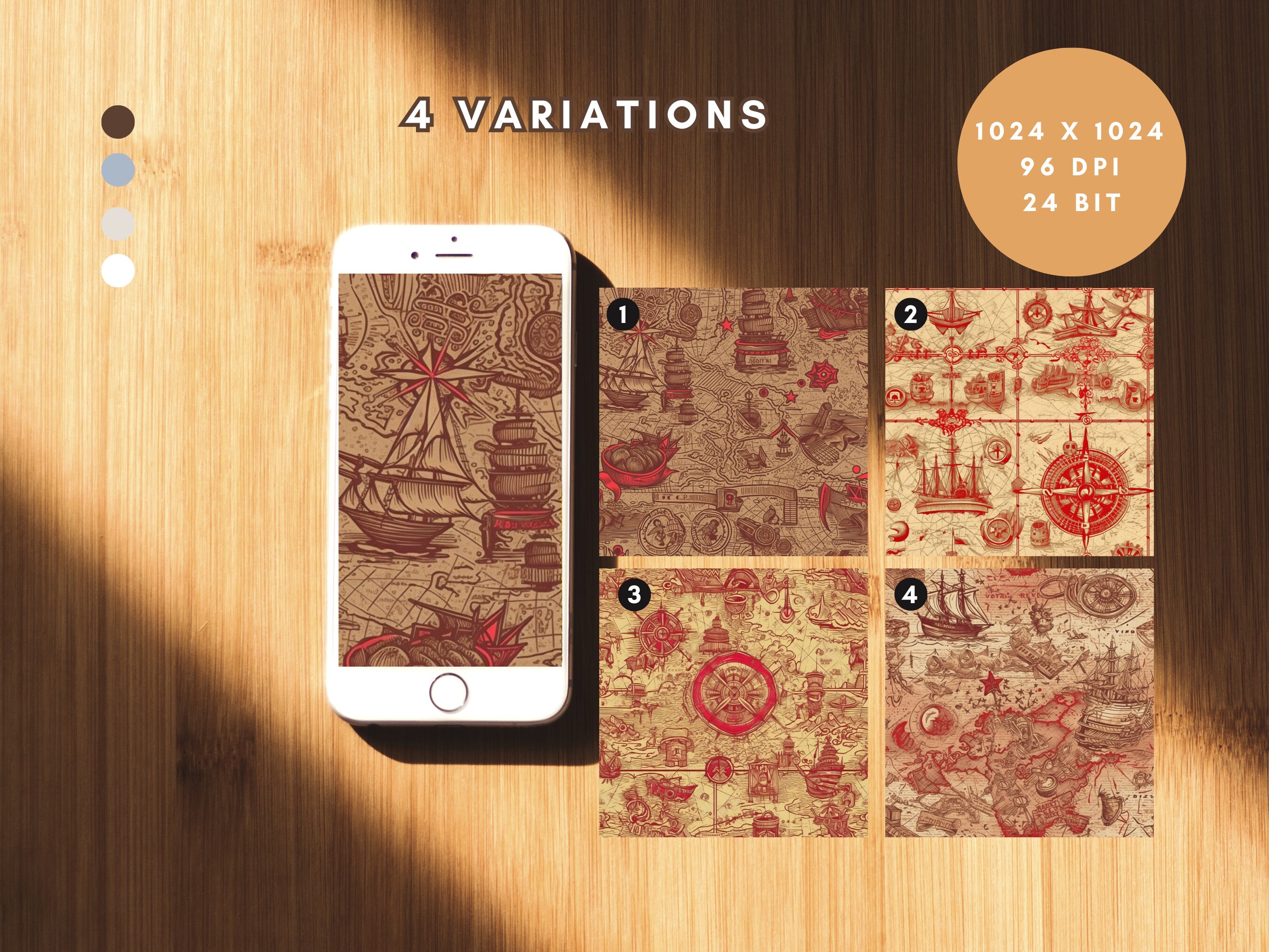 Red Pirate Map Digital Paper - Useful for Scrapbooking, Crafting ...