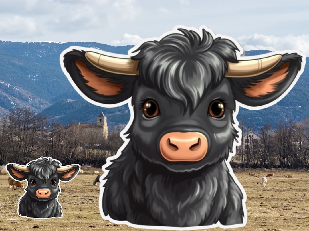 Cute Welsh Black Cow Sticker - Etsy