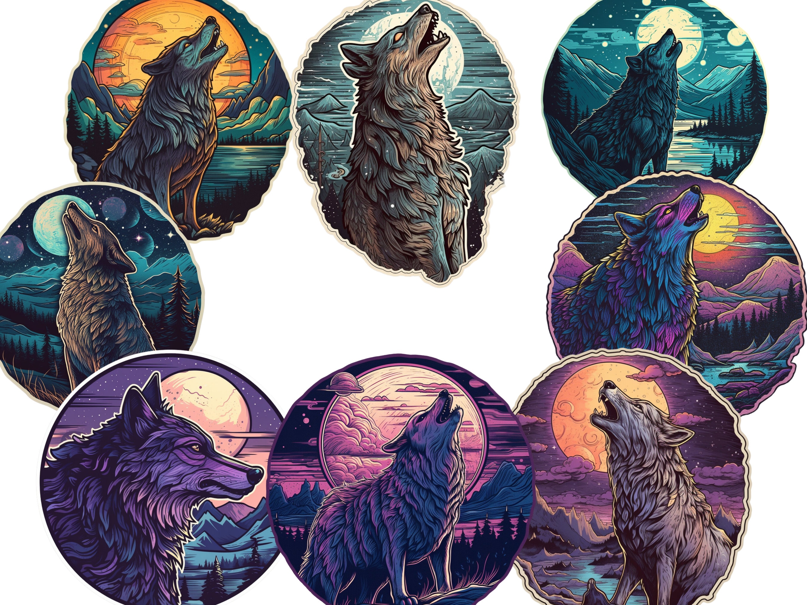 Wolf Art Digital Sticker Bundle | Digital Stickers | Wolfpack Stickers ...