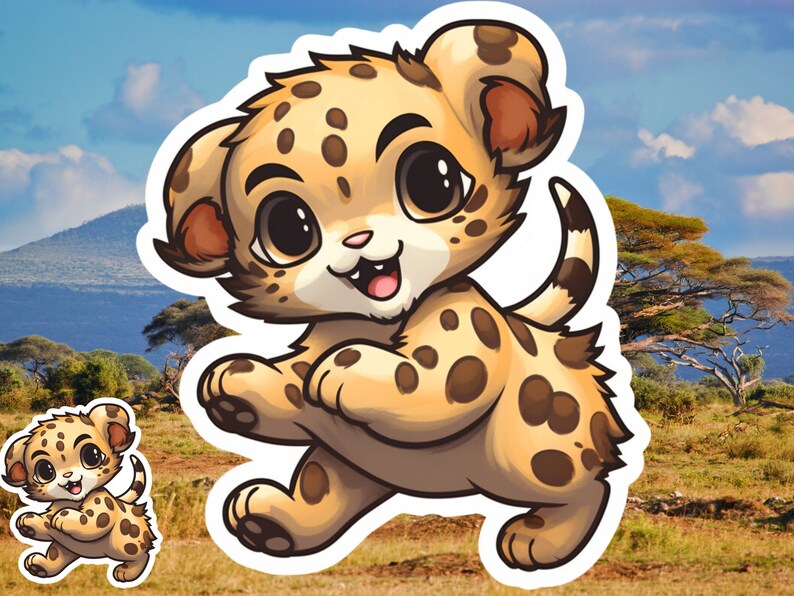 Cute Chibi Style Cheetah Cub - Etsy