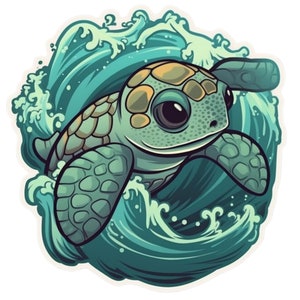 Cute Sea Turtle Sticker - Etsy