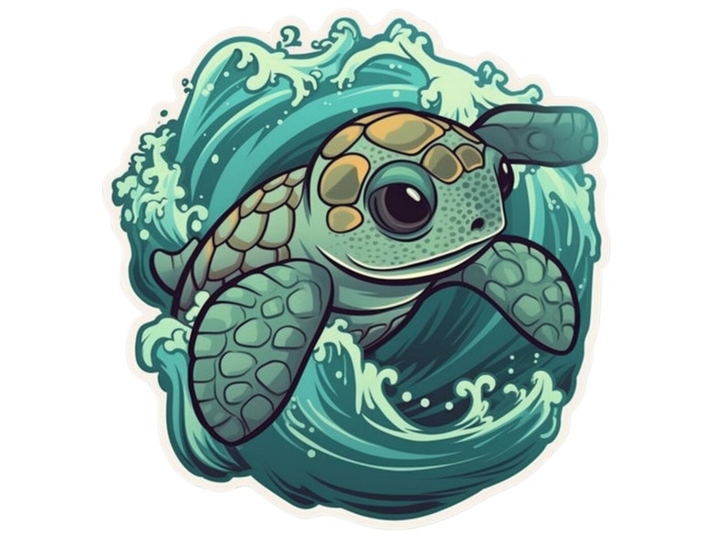 Cute Sea Turtle Sticker - Etsy