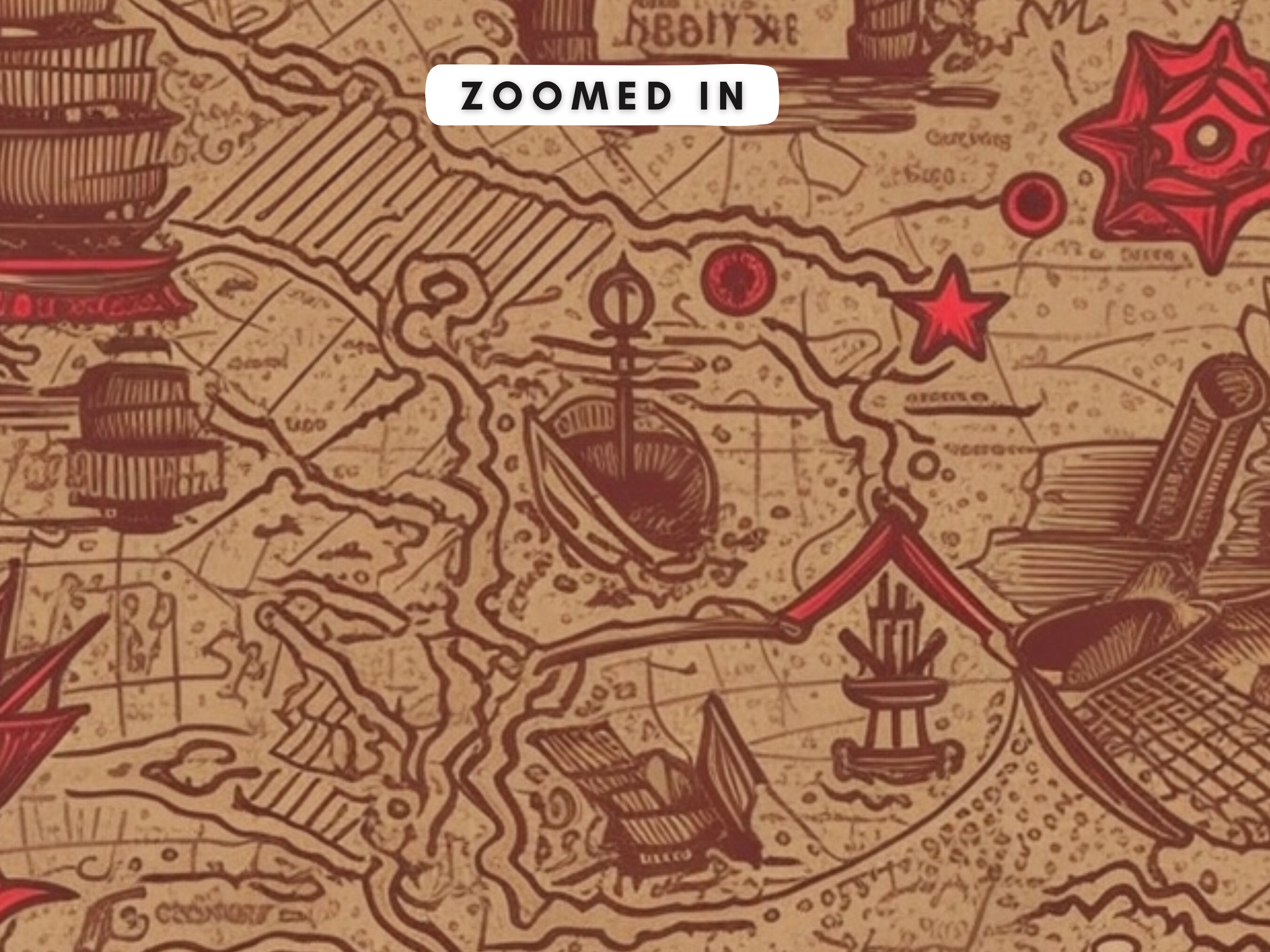 Red Pirate Map Digital Paper - Useful for Scrapbooking, Crafting ...