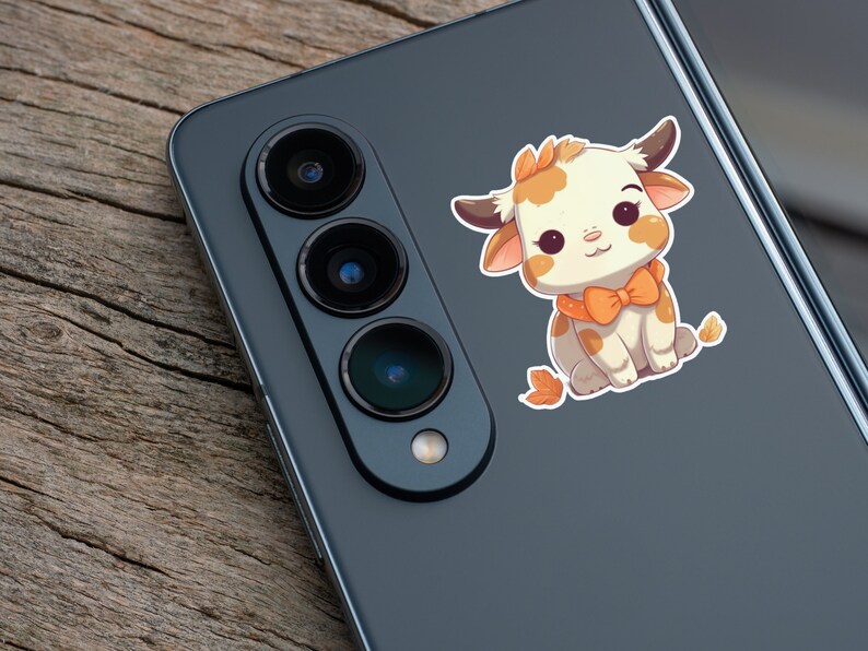 Cute Orange Kawaii Cow Sticker [print] | Cow Stickers | Orange Cow | - Etsy