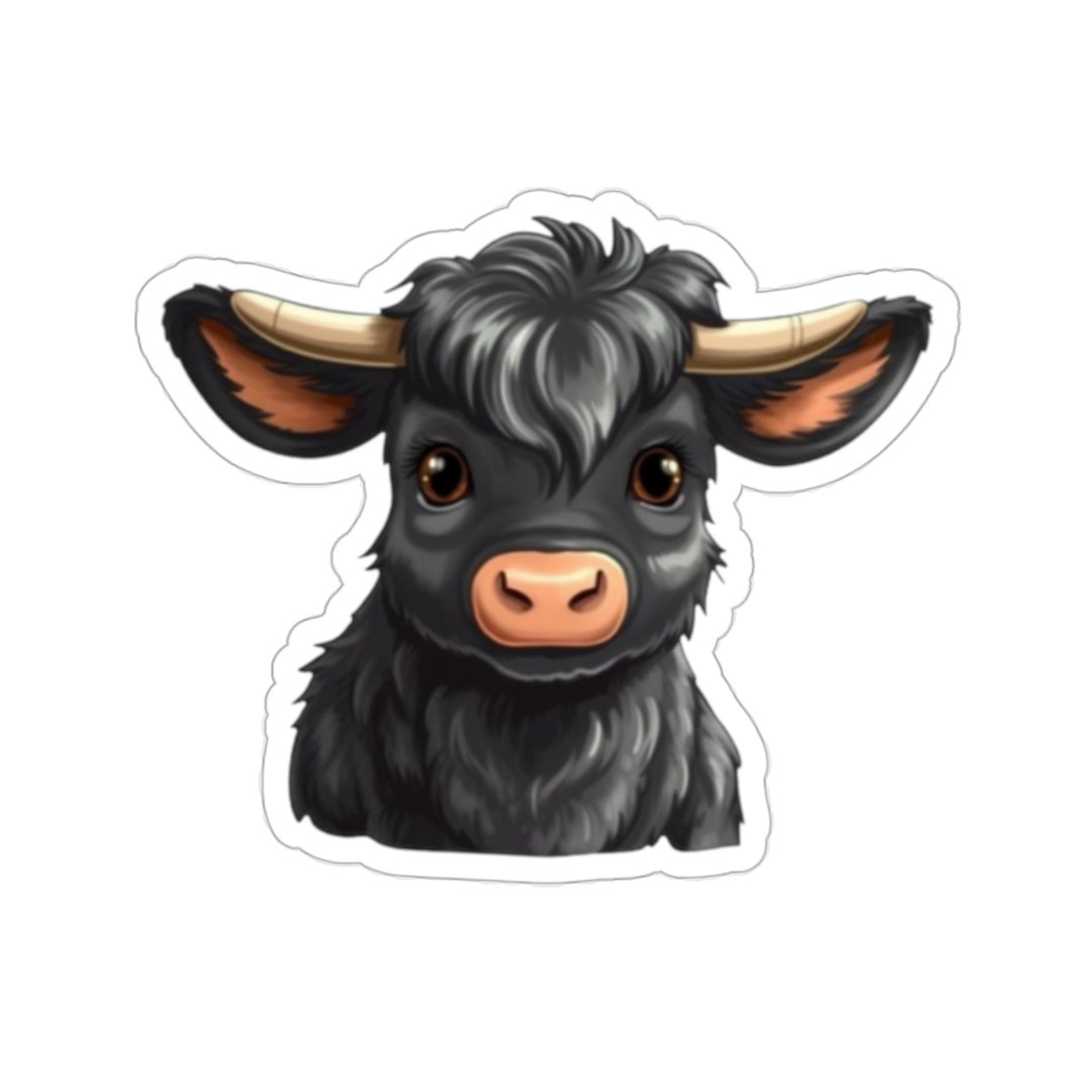 Cute Welsh Black Cow Sticker [print] | Highland Cow Sticker | Cute Cow ...