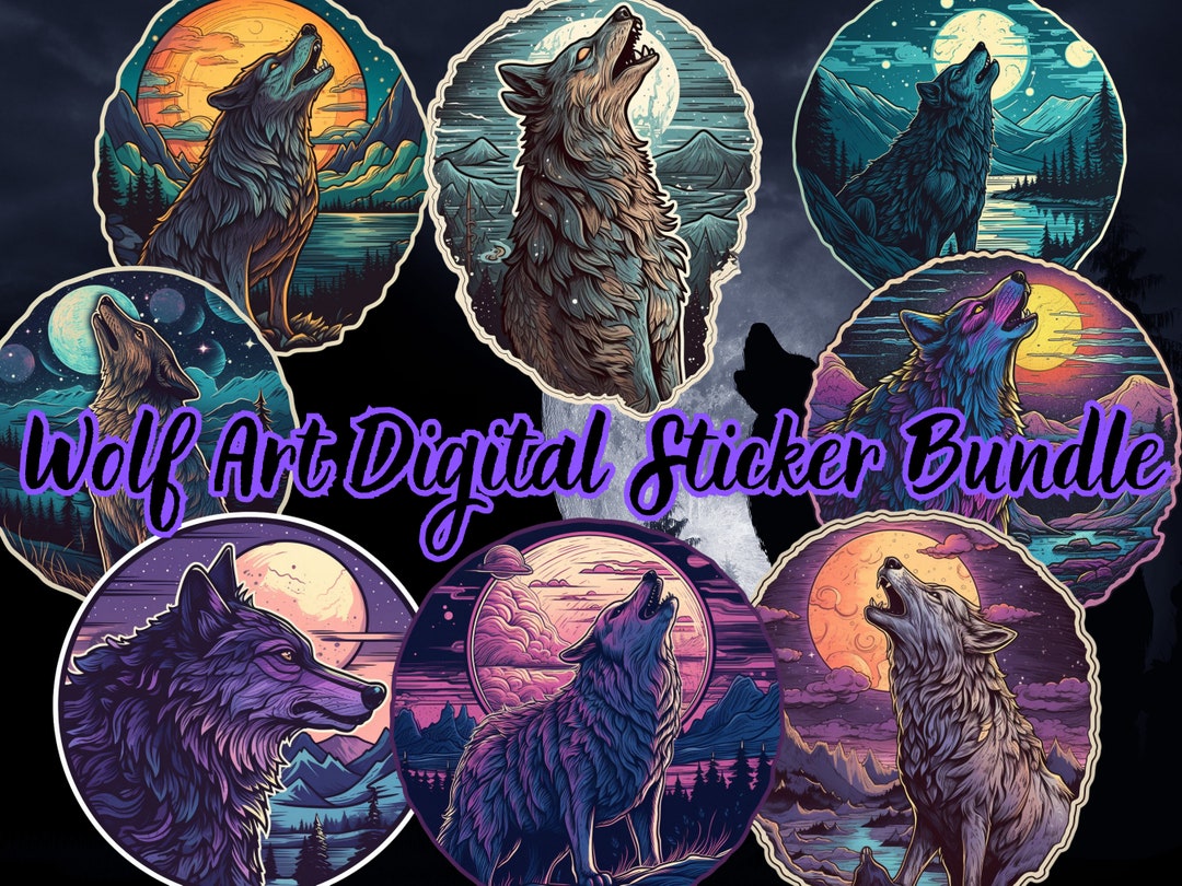 Wolf Art Digital Sticker Bundle | Digital Stickers | Wolfpack Stickers ...