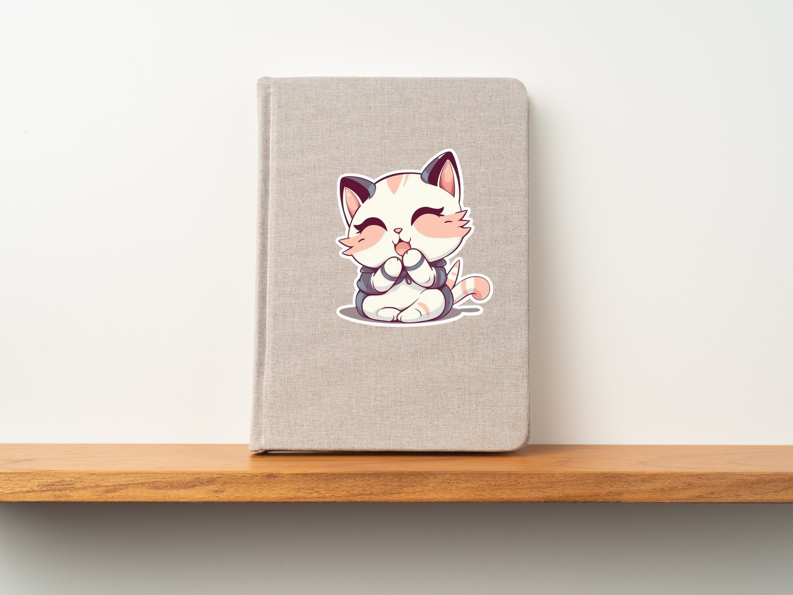 Laughing Cat Sticker [print] Anime Style Cat | Cute Cat Sticker | Cat ...