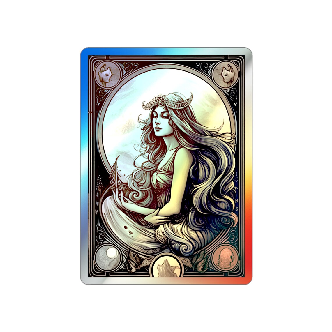 Holographic Moon Goddess Tarot Card V2 Sticker [print] | Tarot Card Art ...