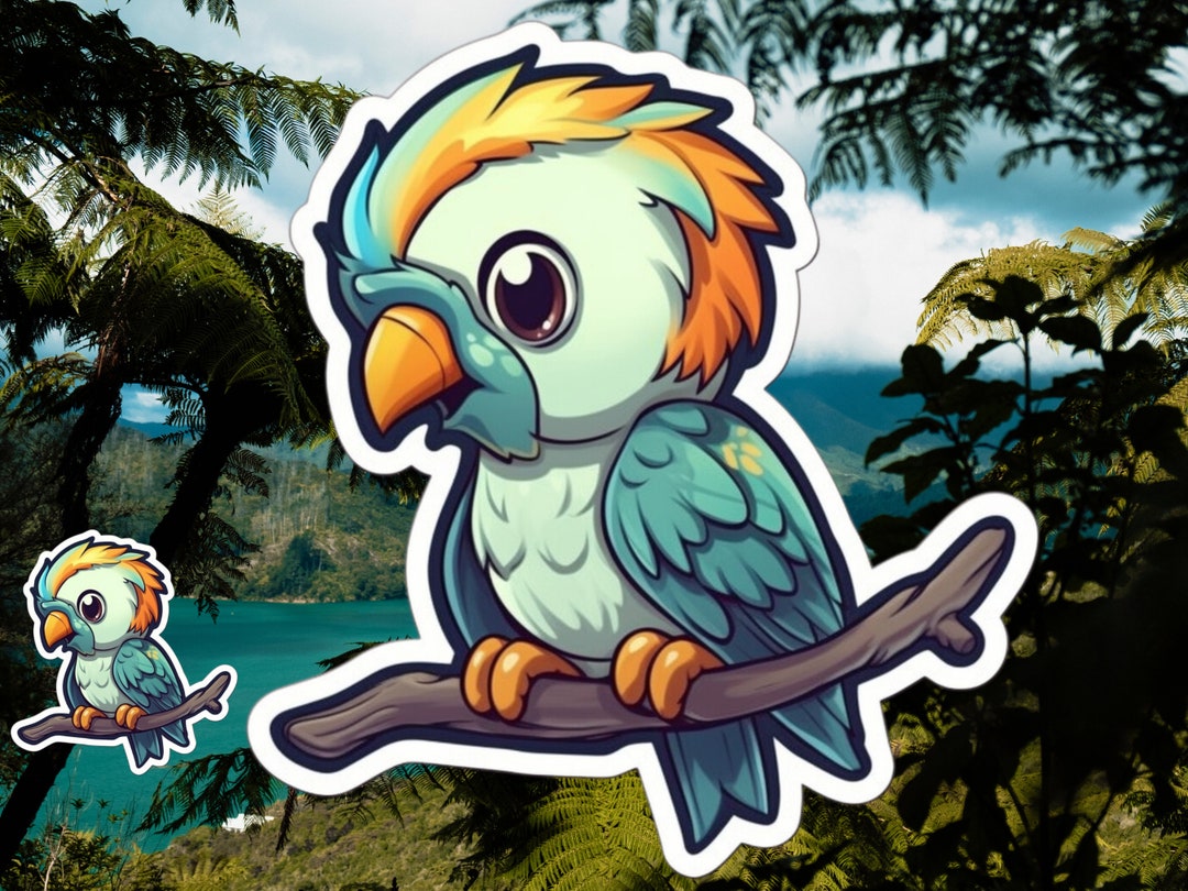 Colorful Chibi Parrot Sticker - Etsy