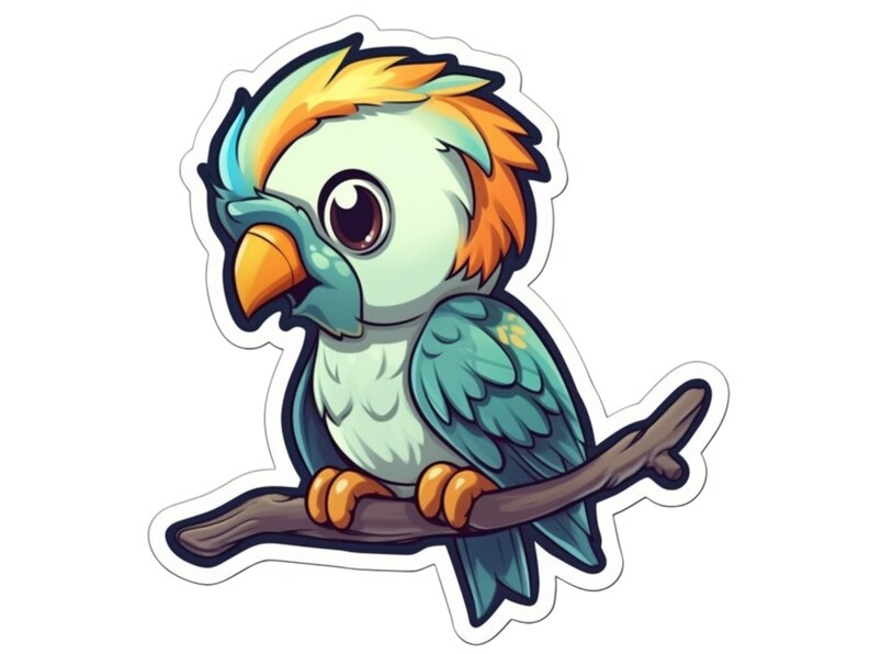 Colorful Chibi Parrot Sticker - Etsy