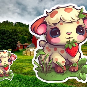 Chibi Strawberry Cow Digital Sticker - Etsy