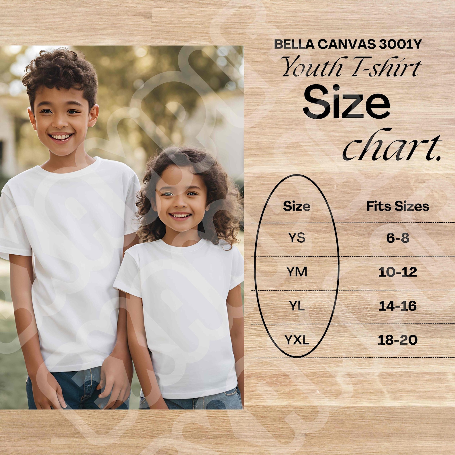 Youth Size Chart, Baby Size Chart, Toddler Size Chart, BC 3001Y ...