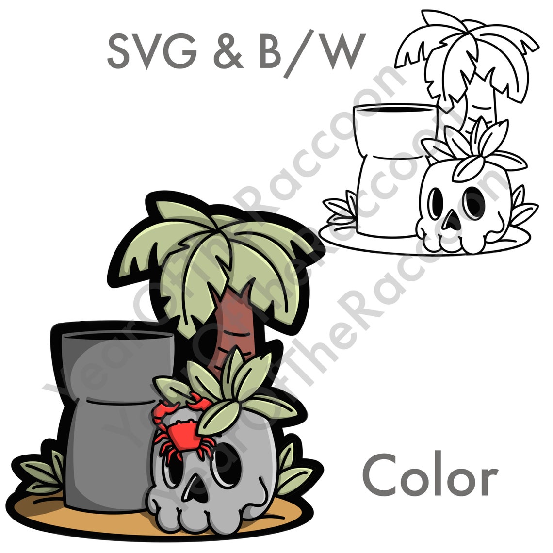 Guam Jungle Skull With SVG - Etsy