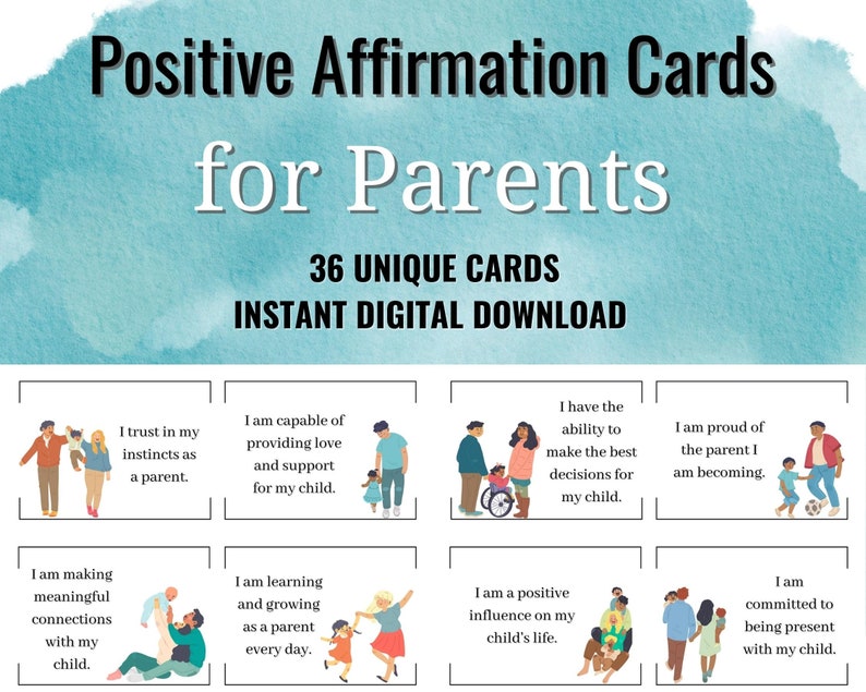 36 Affirmation Cards for Parents, Printable Affirmation Cards ...