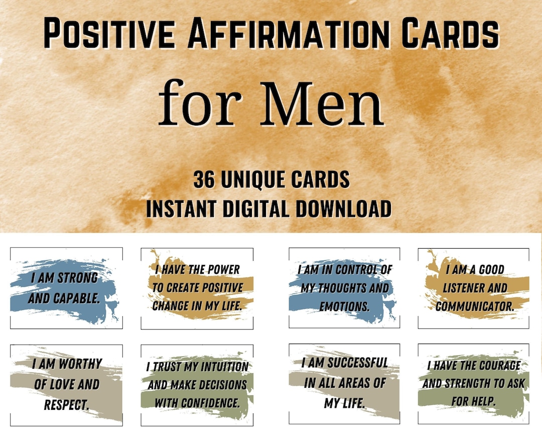 36 Affirmation Cards For Men Printable Affirmation Cards