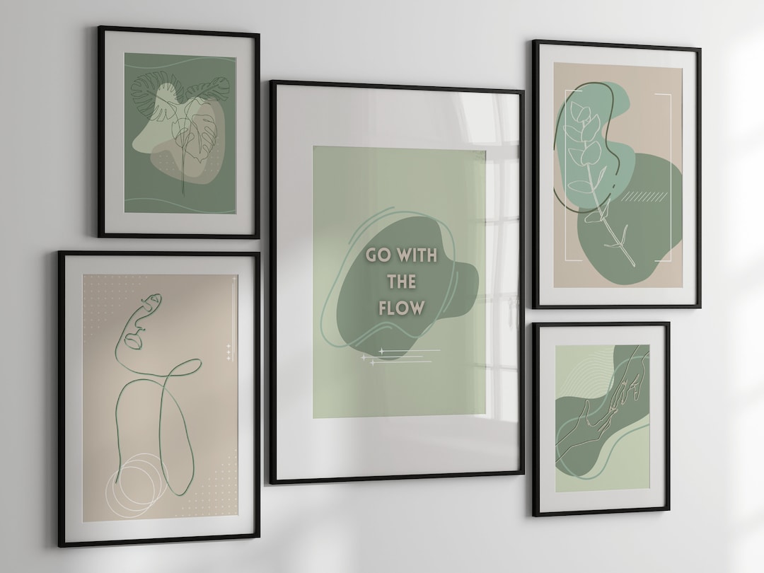 Green Aesthetic Gallery Wall Art Set of 6 go With the - Etsy