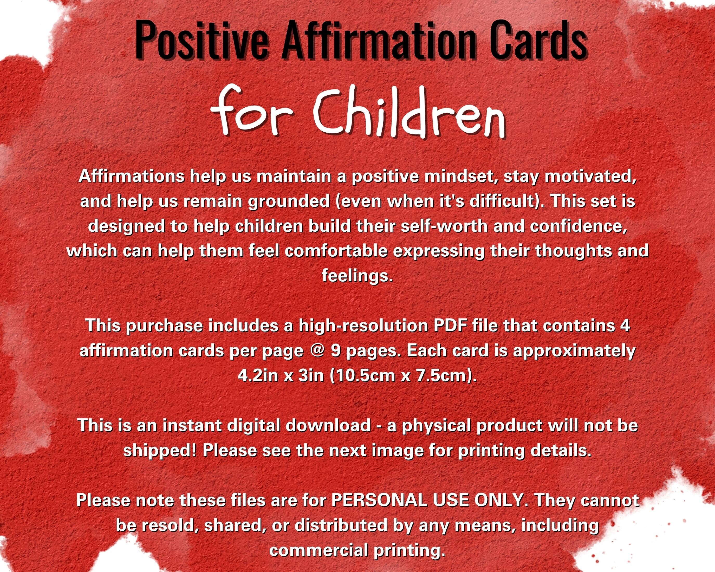 36 Affirmation Cards for Children: Positive Quote Manifestation Deck ...