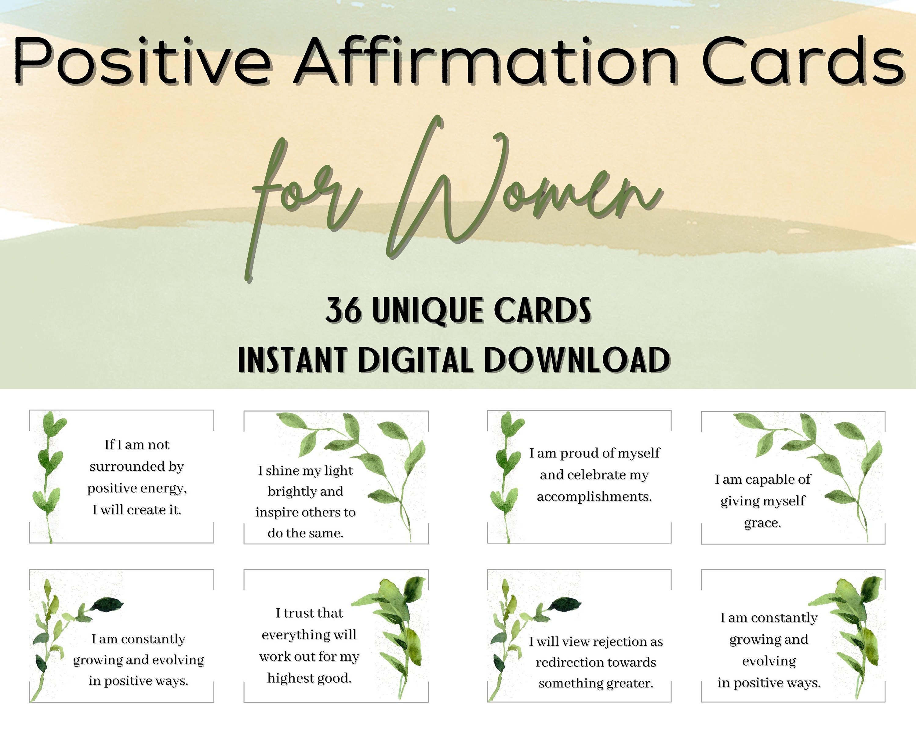 36 Affirmation Cards for Women, Printable Affirmation Cards, Manifestation Deck, Plant ...