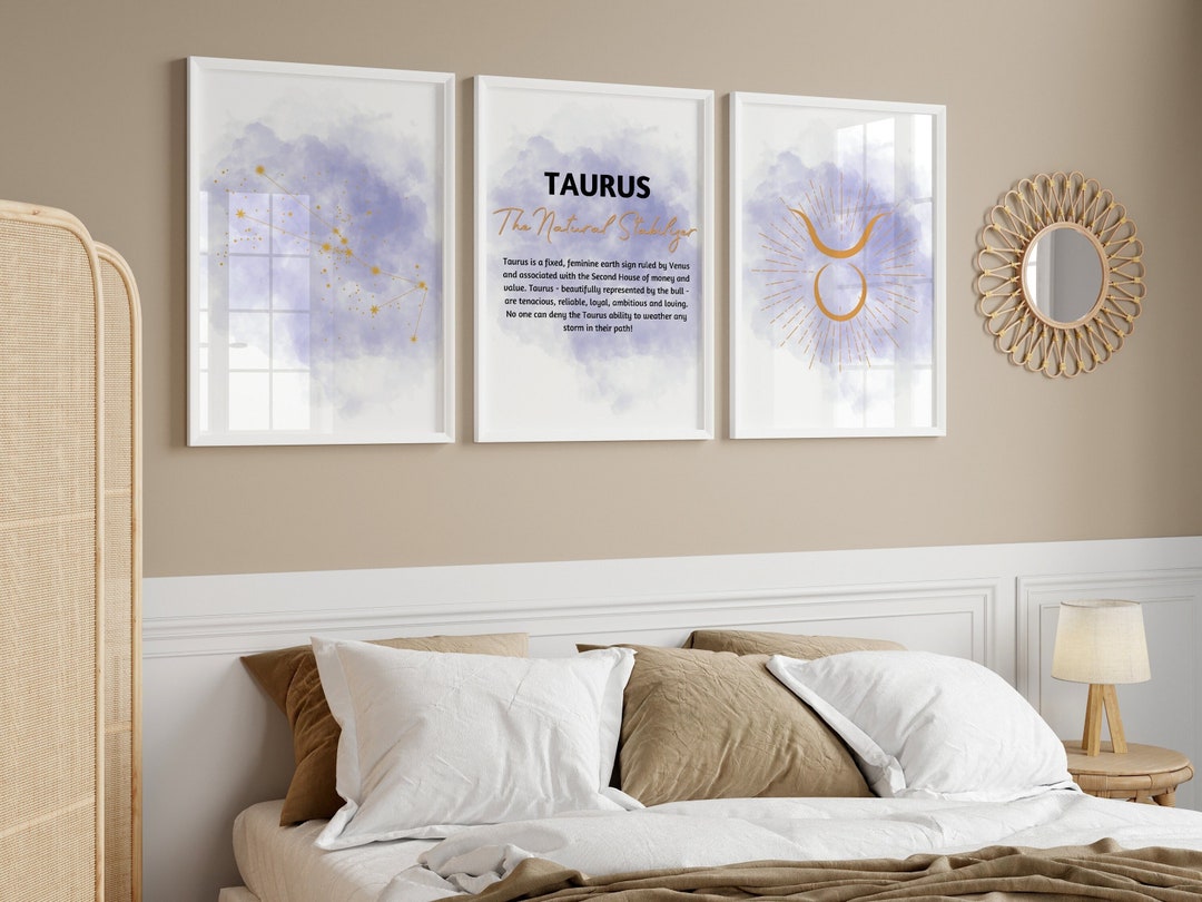Taurus Wall Art Printable 3 Pc Set Zodiac Sign Taurus - Etsy