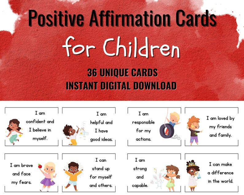 36 Affirmation Cards for Children: Positive Quote Manifestation Deck ...