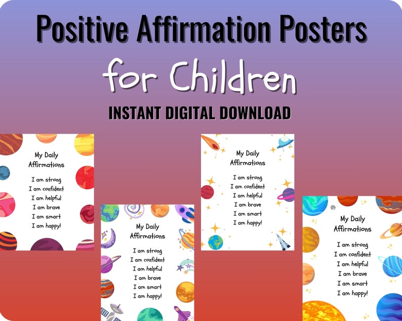 Affirmation Posters for Children: Positive Planet Quotes (digital ...