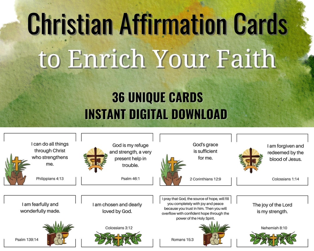 36 Christian Affirmation Cards to Enrich Your Faith, Printable ...