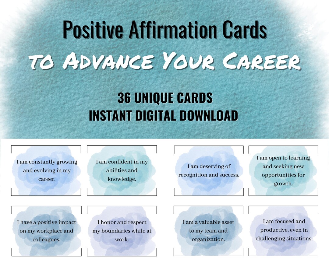 36 Affirmation Cards to Advance Your Career, Printable Affirmation ...
