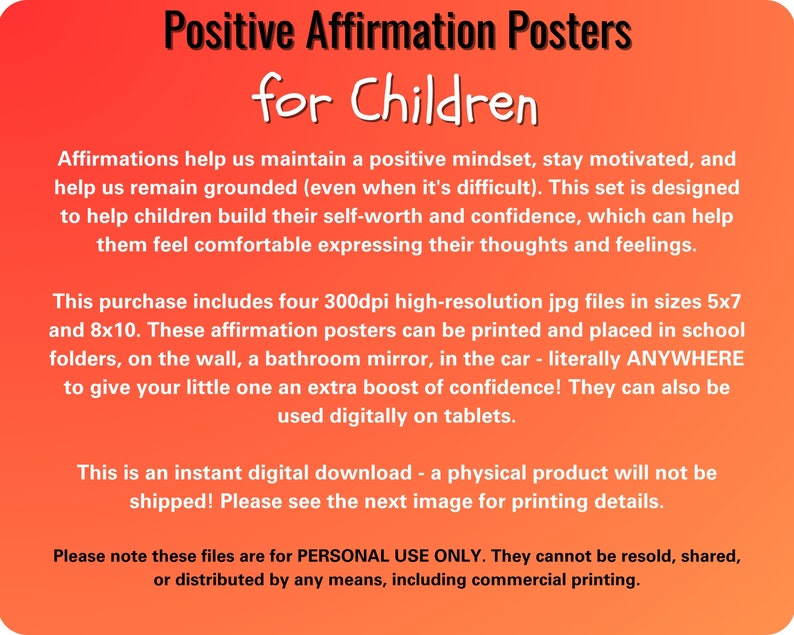 Affirmation Posters for Children: Positive Quotes (digital Download) - Etsy