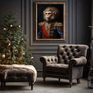 Victorian Monkey Portrait Gothic Canvas Wall Art, Renaissance Painting ...