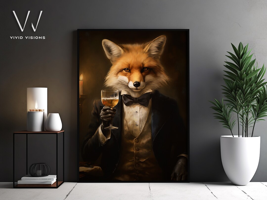 Victorian Fox Portrait - Gothic Canvas Wall Art - Renaissance Painting ...