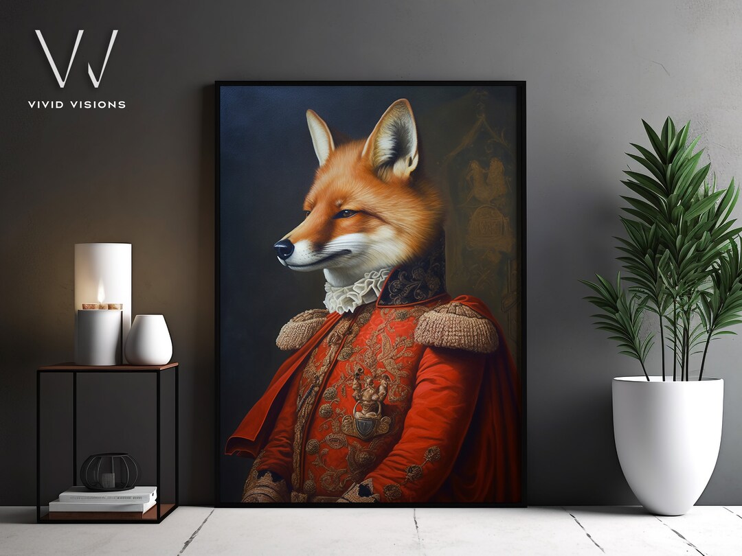 Victorian Fox Portrait Gothic Canvas Wall Art Renaissance Painting ...
