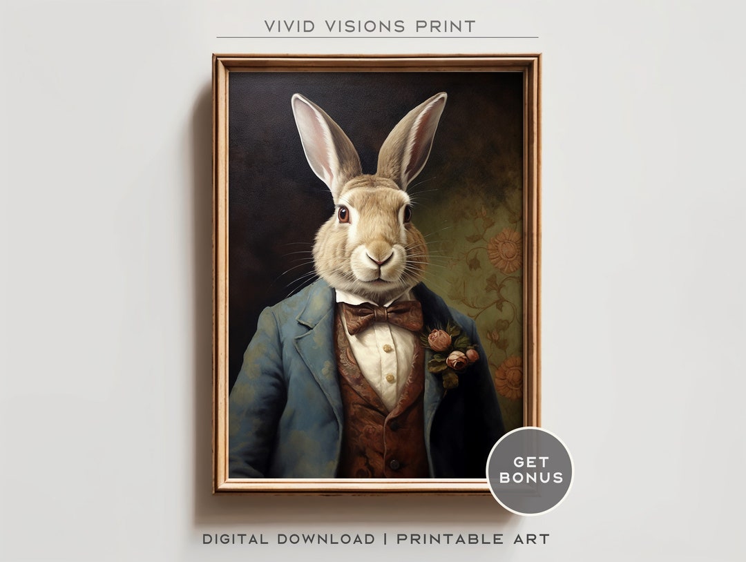 Victorian Bunny Portrait - Gothic Canvas Wall Art - Renaissance ...