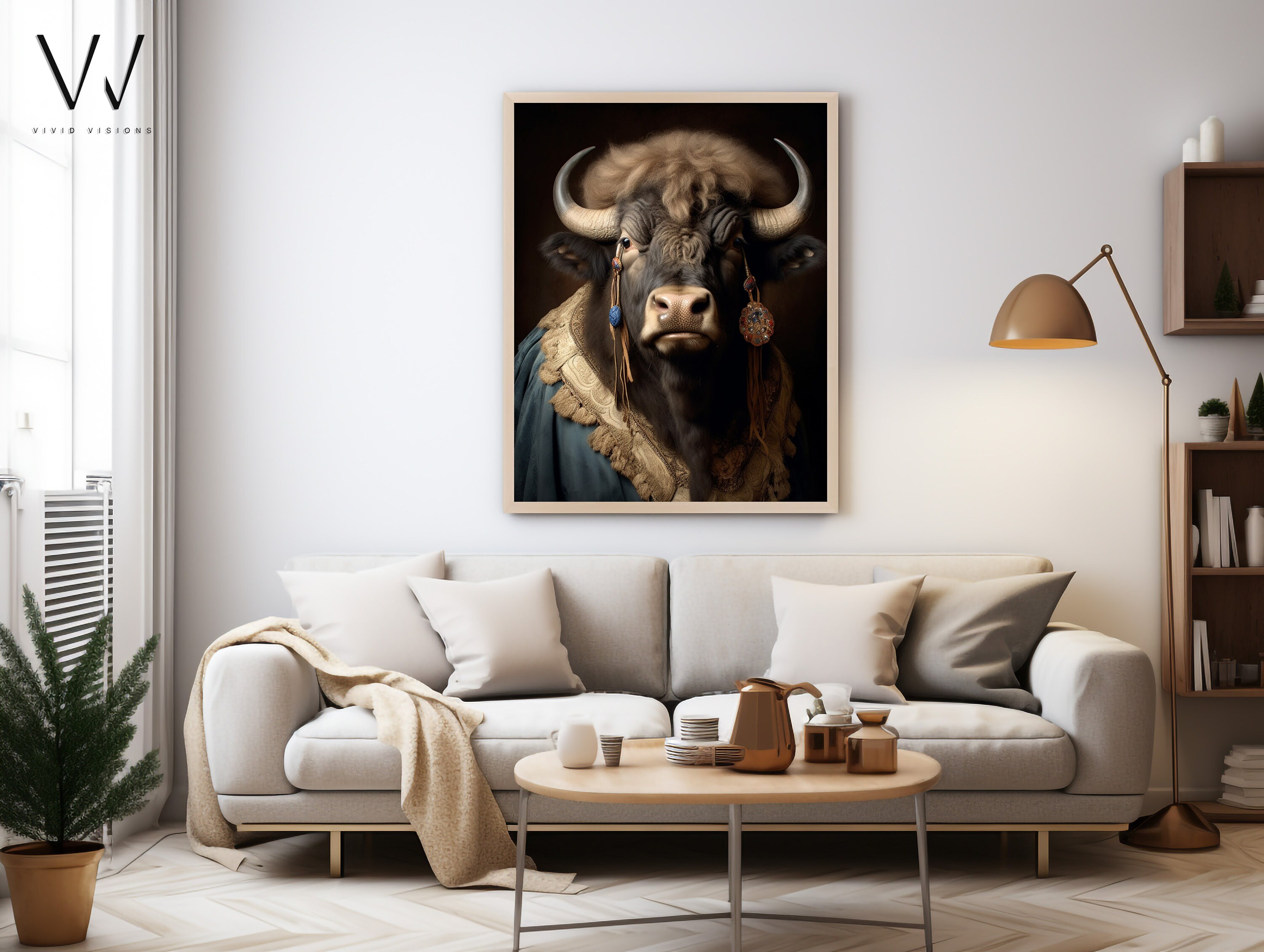 Victorian Highland Cow Portrait Gothic Canvas Wall Art, Renaissance ...