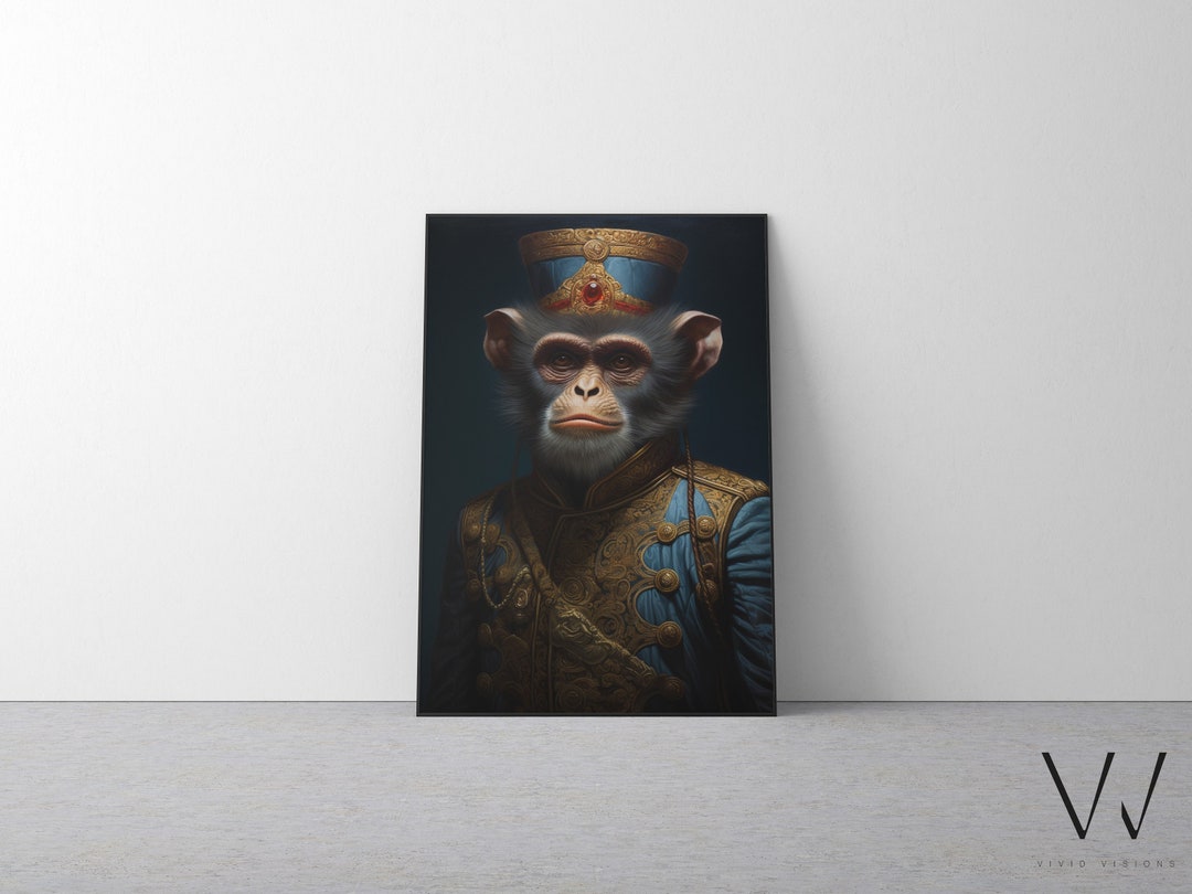 Vintage Aristocratic Monkey Portrait in Warrior Suit - Unique ... Vintage Aristocratic Monkey Portrait in Warrior Suit - Unique ...