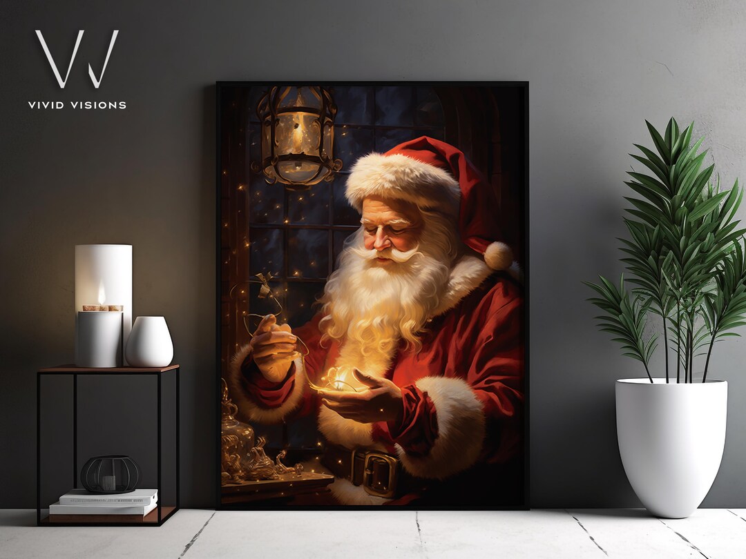 Santa's Midnight Prayer Painting - Vintage Santa Art Print on Canvas ...