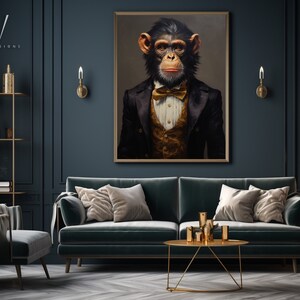 Victorian Monkey Vintage Gothic Canvas Art Print - Dark Academia Monkey ...