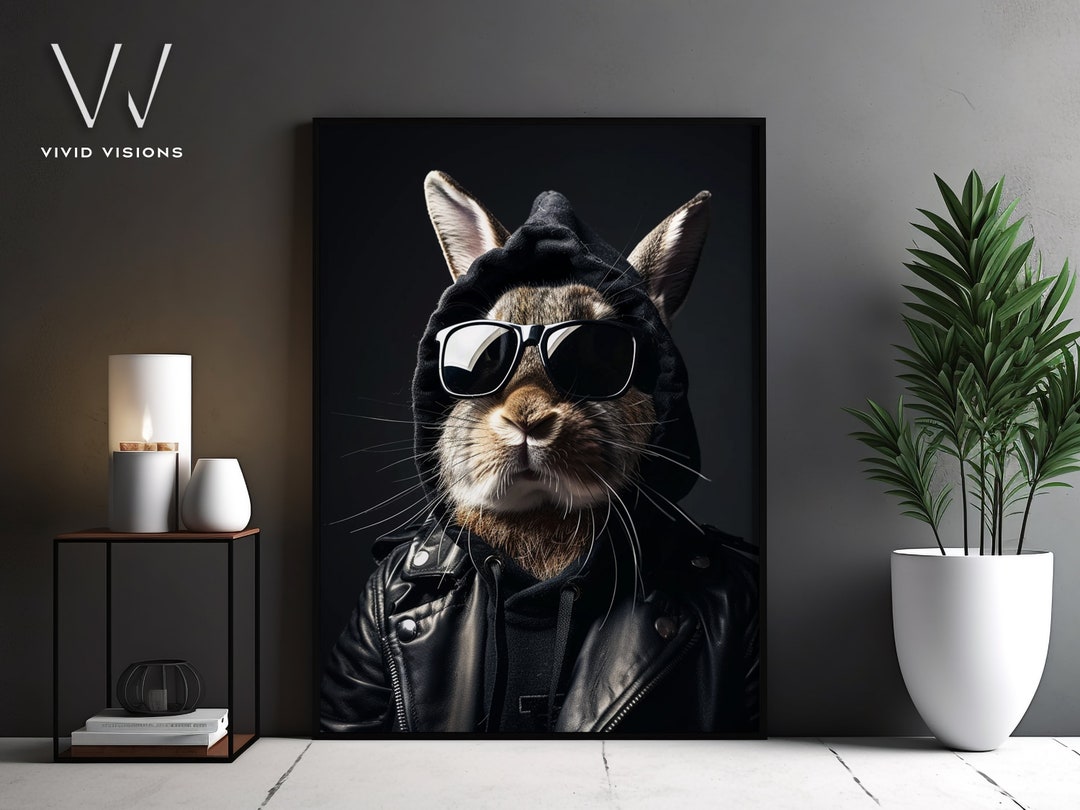 Street Style Rabbit - Cool Rabbit in Leather Jacket & Sunglasses - Edgy ...