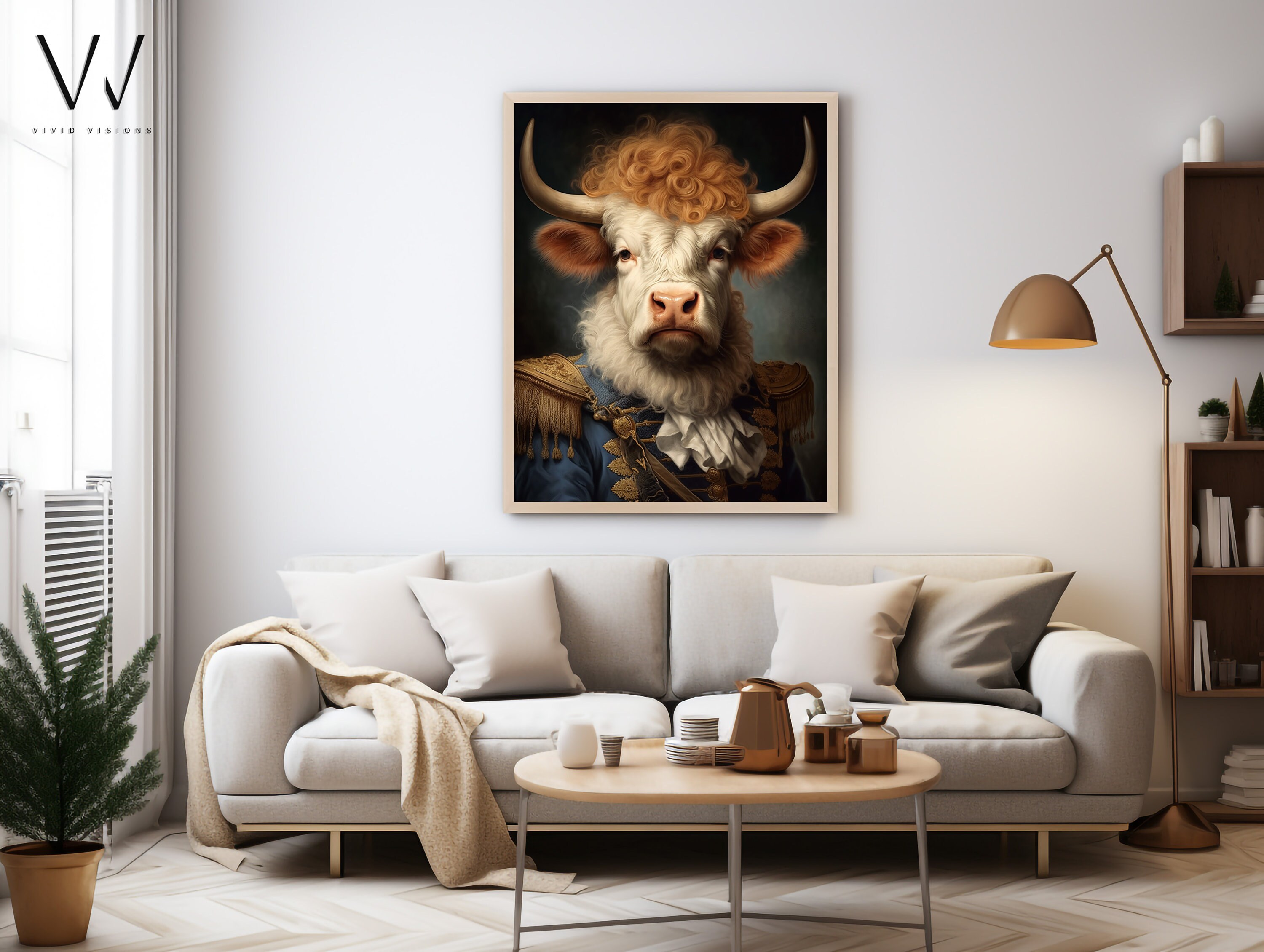 Victorian Highland Cow Portrait Gothic Canvas Wall Art, Renaissance ...