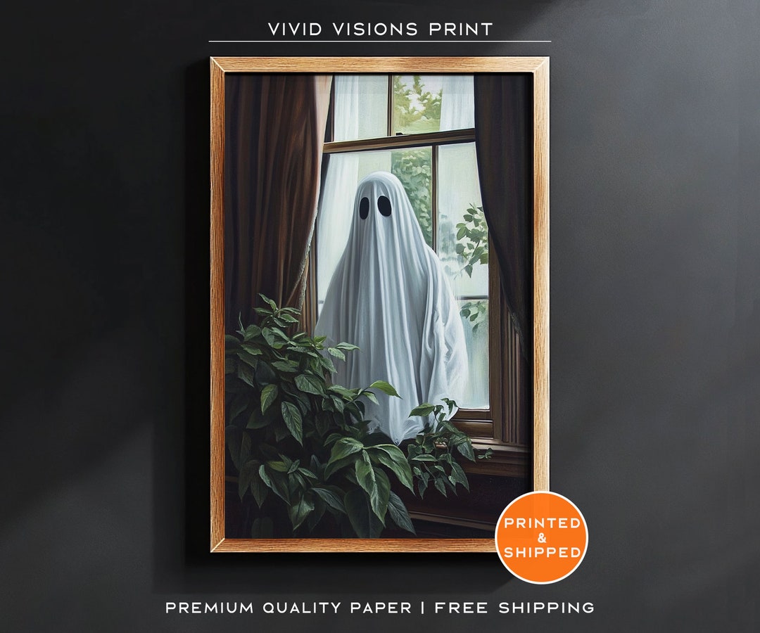 Ghost at the Window Poster - Halloween Decor, Dark Academia Painting ...