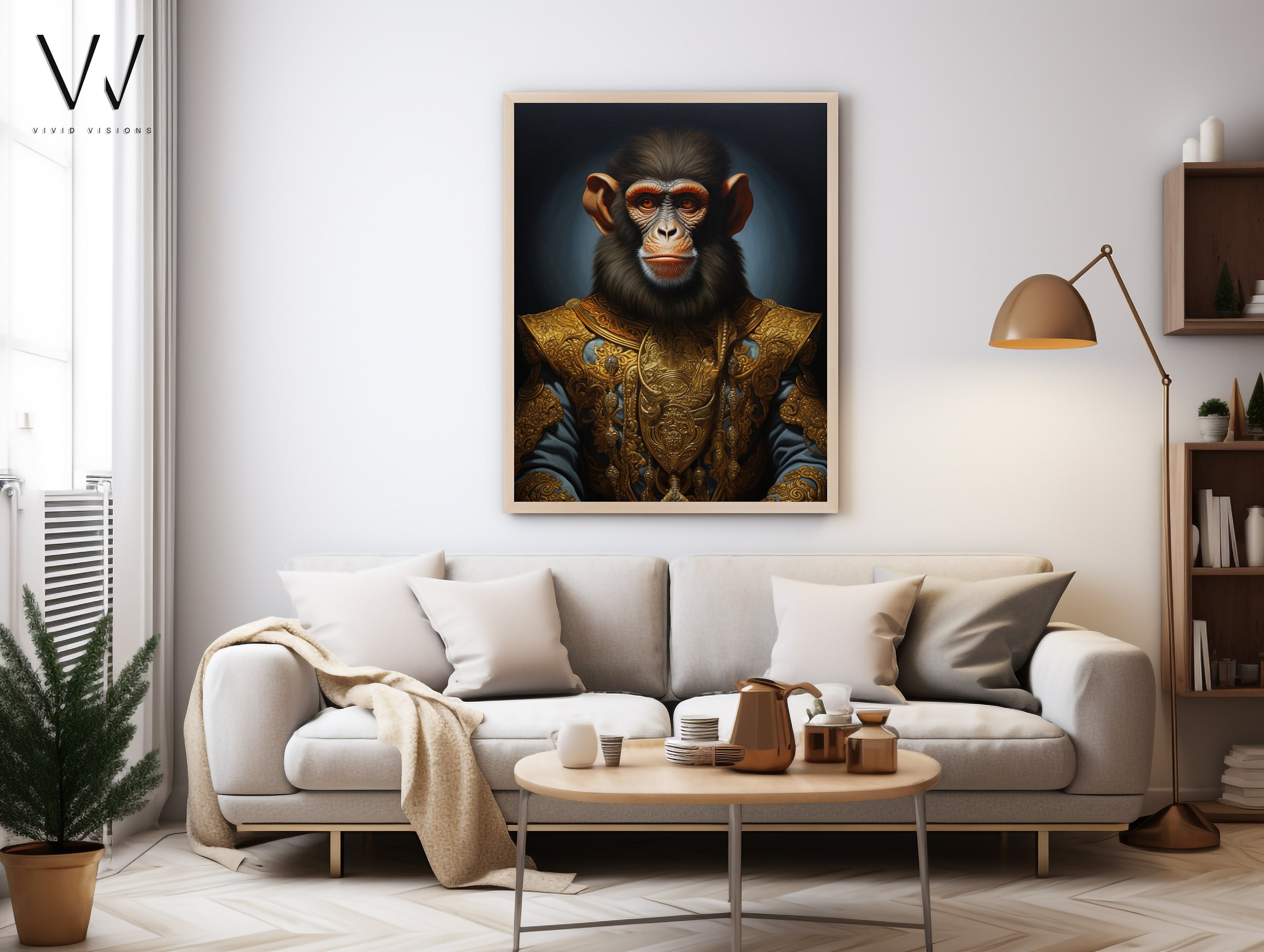 Victorian Monkey Portrait Gothic Canvas Wall Art Renaissance Painting ...