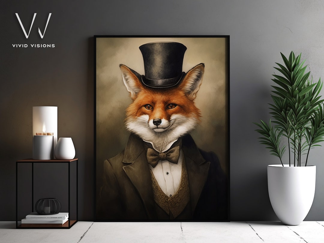 Victorian Fox Portrait - Gothic Canvas Wall Art - Renaissance Painting ...