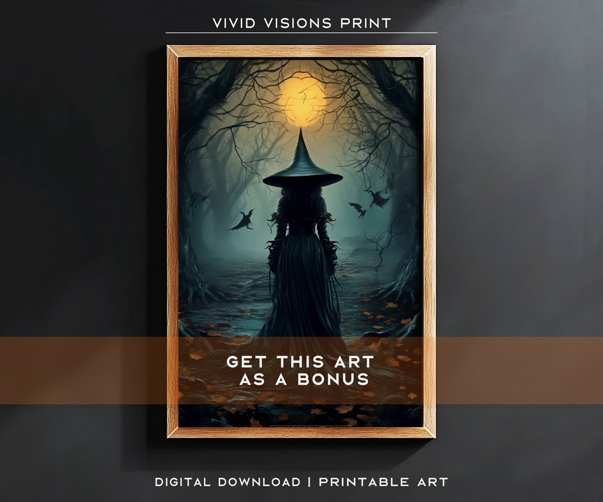 Enchanted Forest Witch Art Print, Halloween Decor, Dark Academia ...