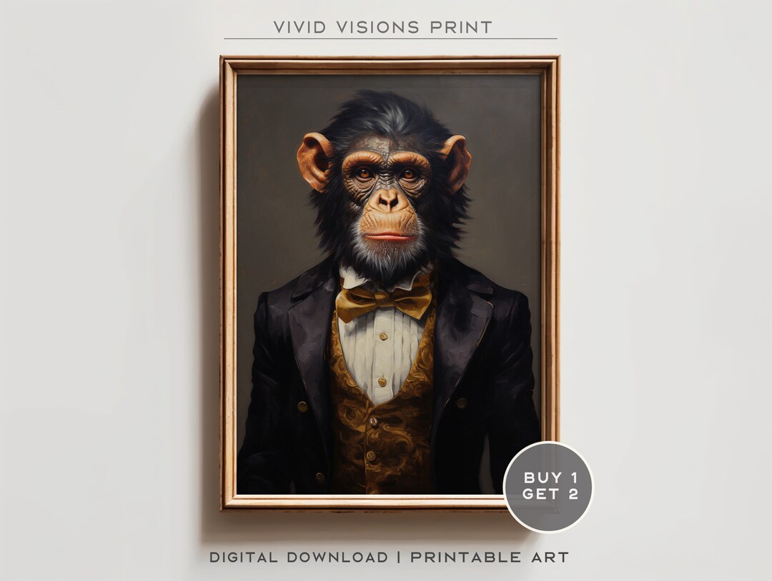 Victorian Monkey Portrait - Gothic Canvas Wall Art, Renaissance ...
