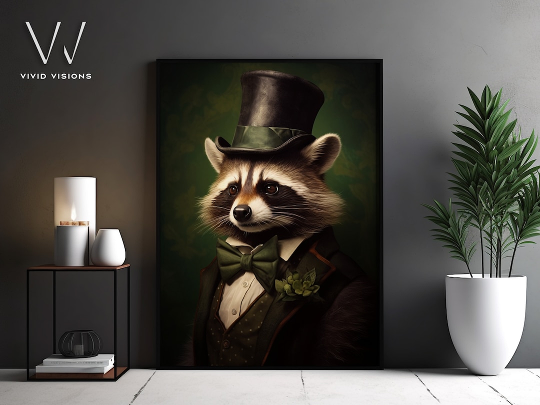 Victorian Raccoon Vintage Gothic Canvas Art Print - Dark Academia ...
