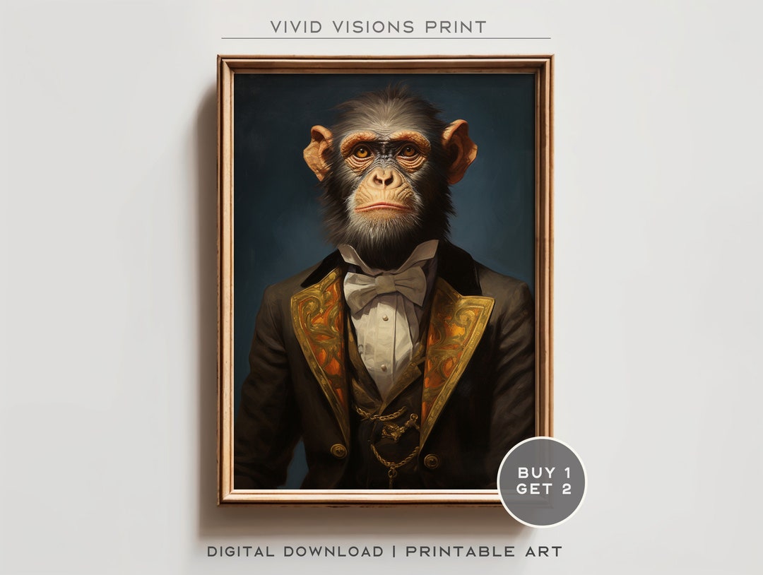 Victorian Monkey Portrait - Gothic Canvas Wall Art, Renaissance ...