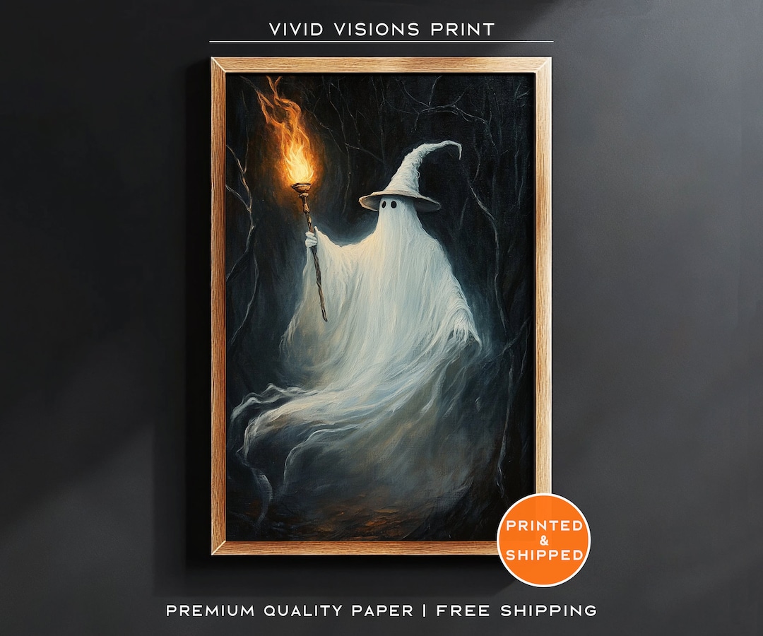 Ghostly Wizard With Torch Poster - Halloween Home Decor - Dark Academia ...