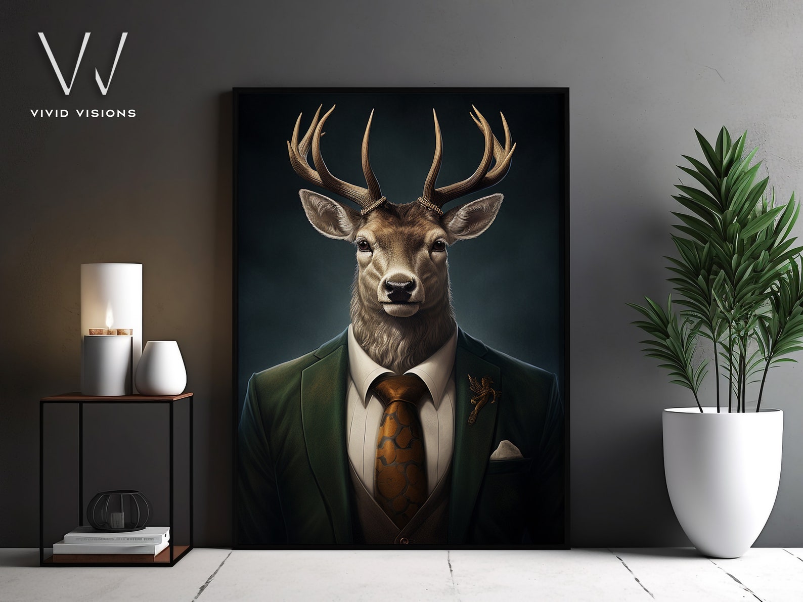 Victorian Stag Deer Portrait - Gothic Canvas Wall Art - Renaissance ...